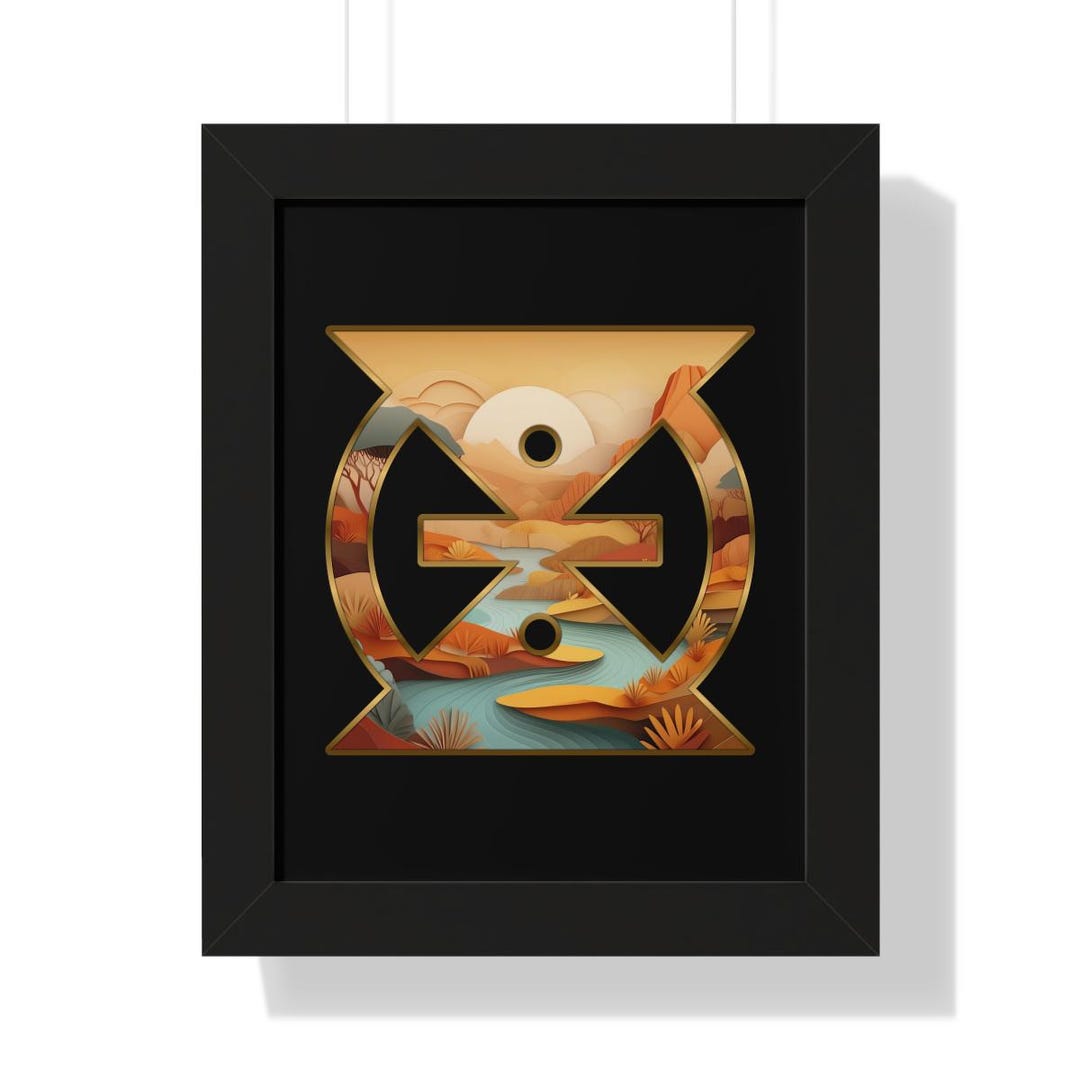 Mmere Dane Framed Adinkra Symbol Art Print, African Cultural Akan Wall ...