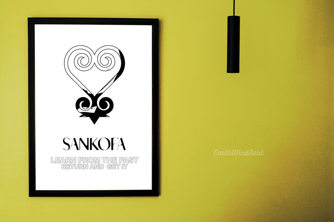 Instant Download: Adinkra Symbol SANKOFA Black and White With Name and ...