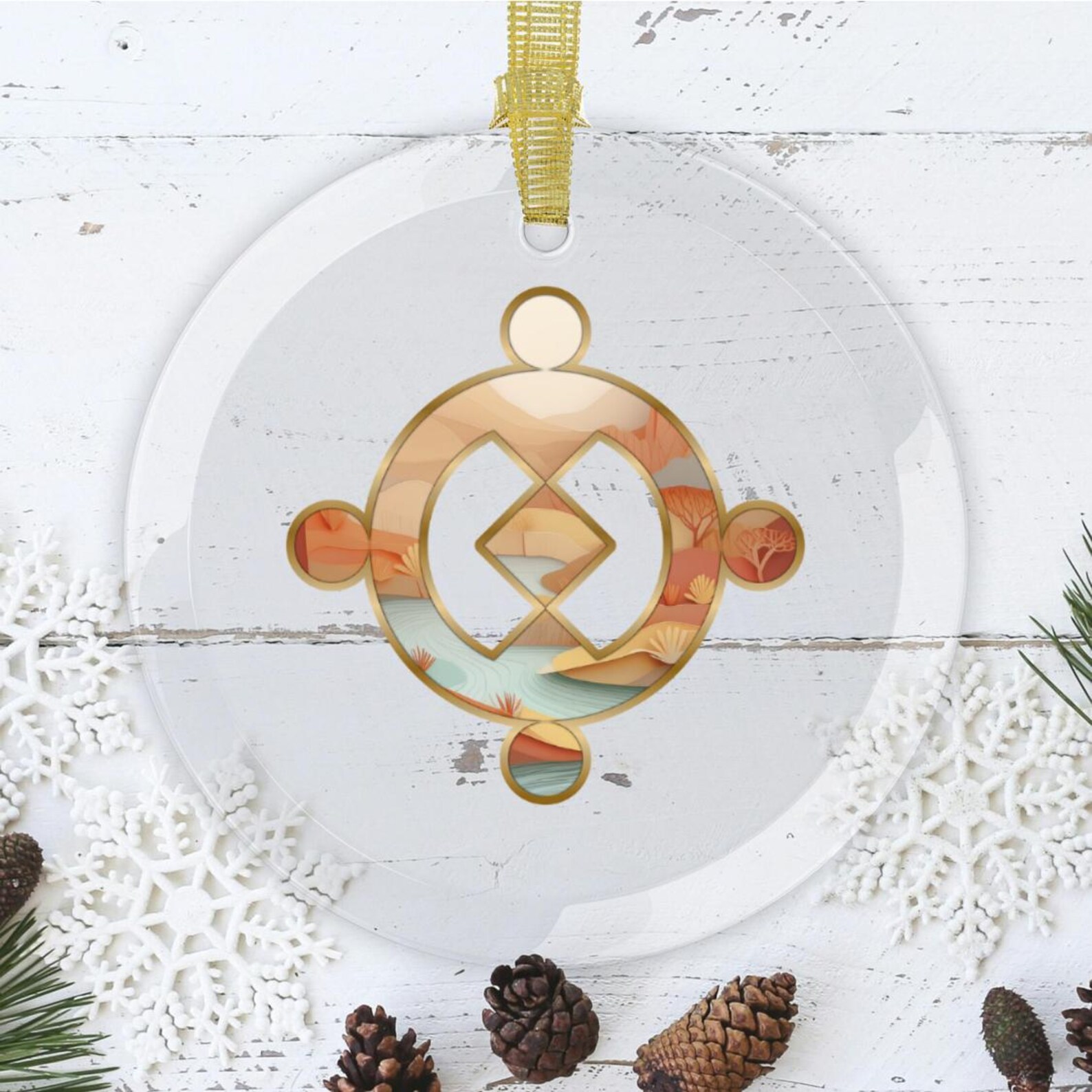 100% Glass Ornament, Nya Gyide Adinkra African Symbol Christmas Holiday ...