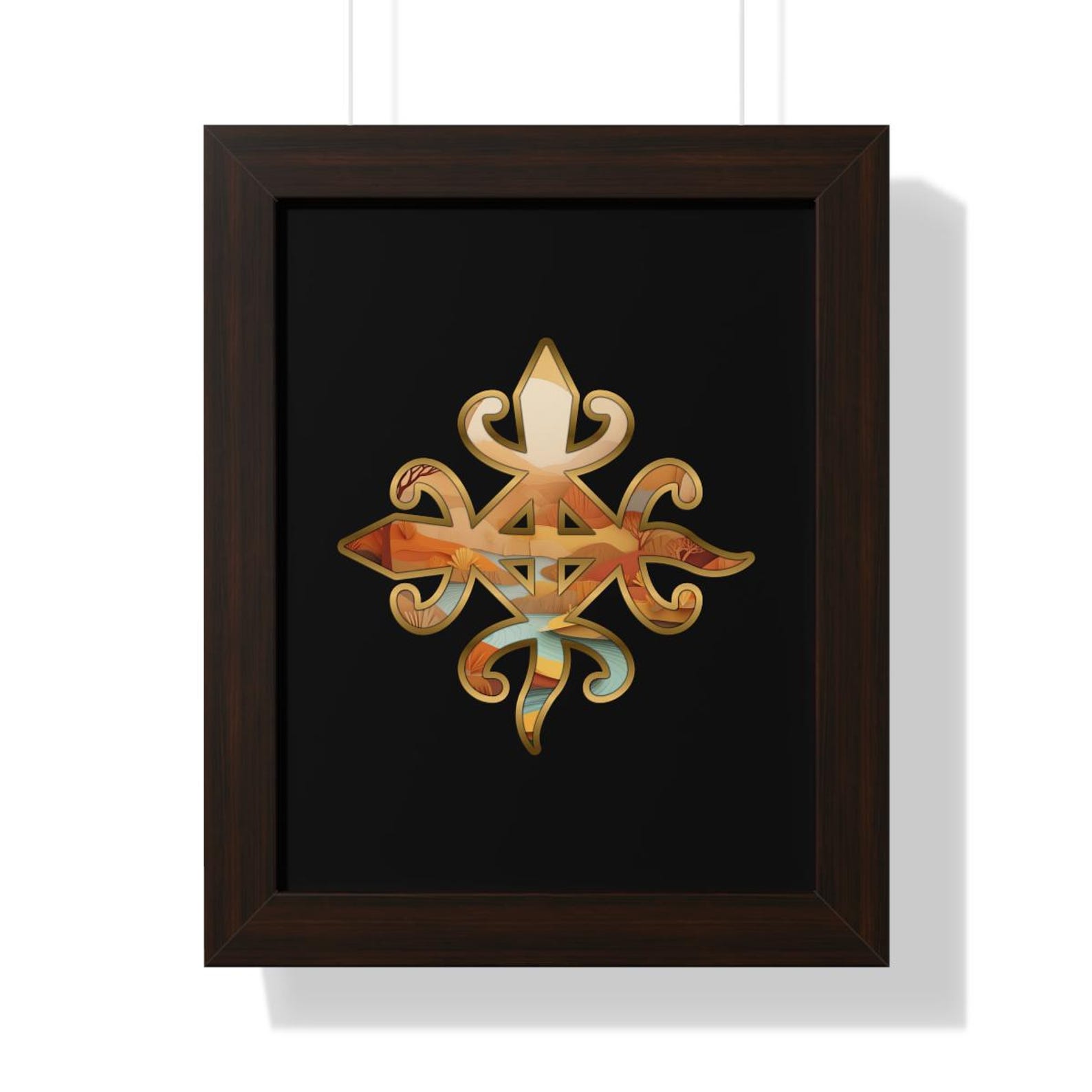 Funtumfunafu Denkyem Framed Adinkra Symbol Art Print, African Cultural ...
