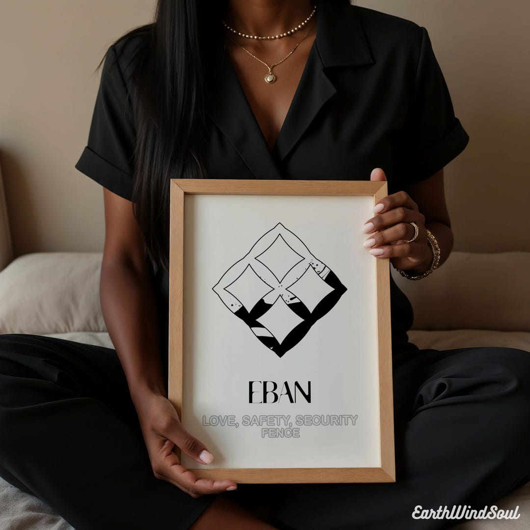 Instant Download: Adinkra Symbol EBAN Black and White With Name and ...