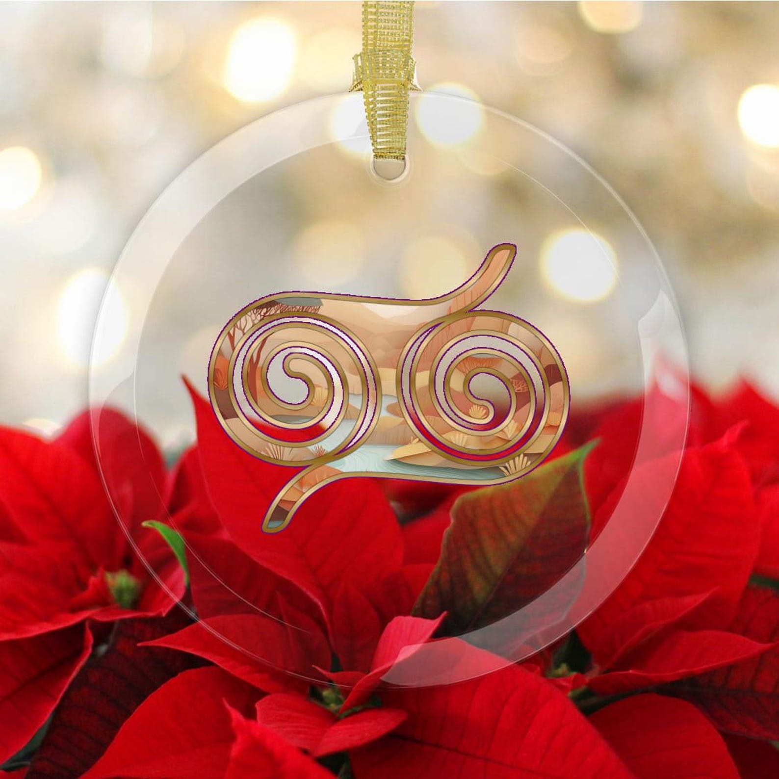 100% Glass Ornament, Gyawu Atiko Adinkra African Symbol Christmas ...