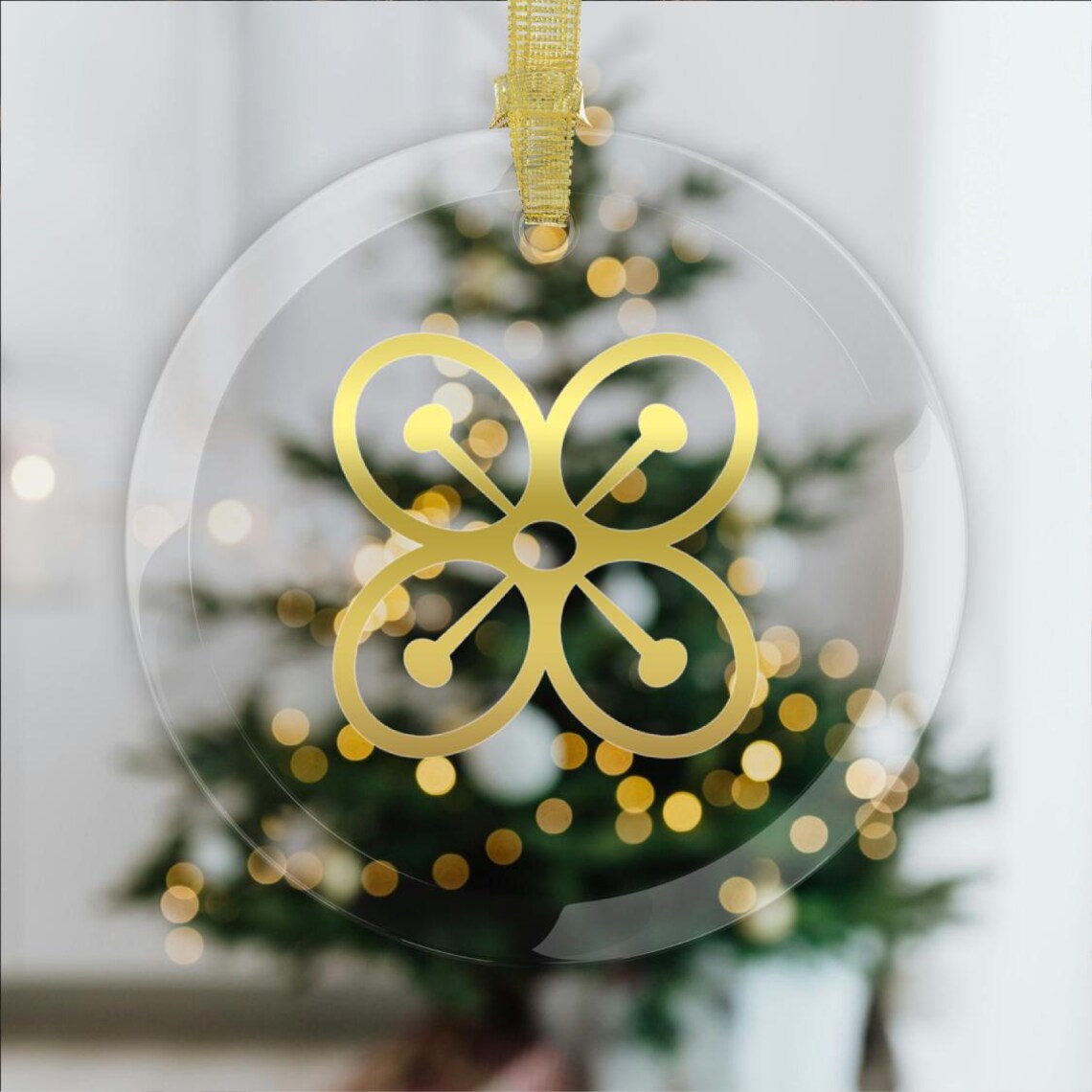 100% Glass Ornament, Bese Saka Adinkra African Symbol Christmas Holiday ...