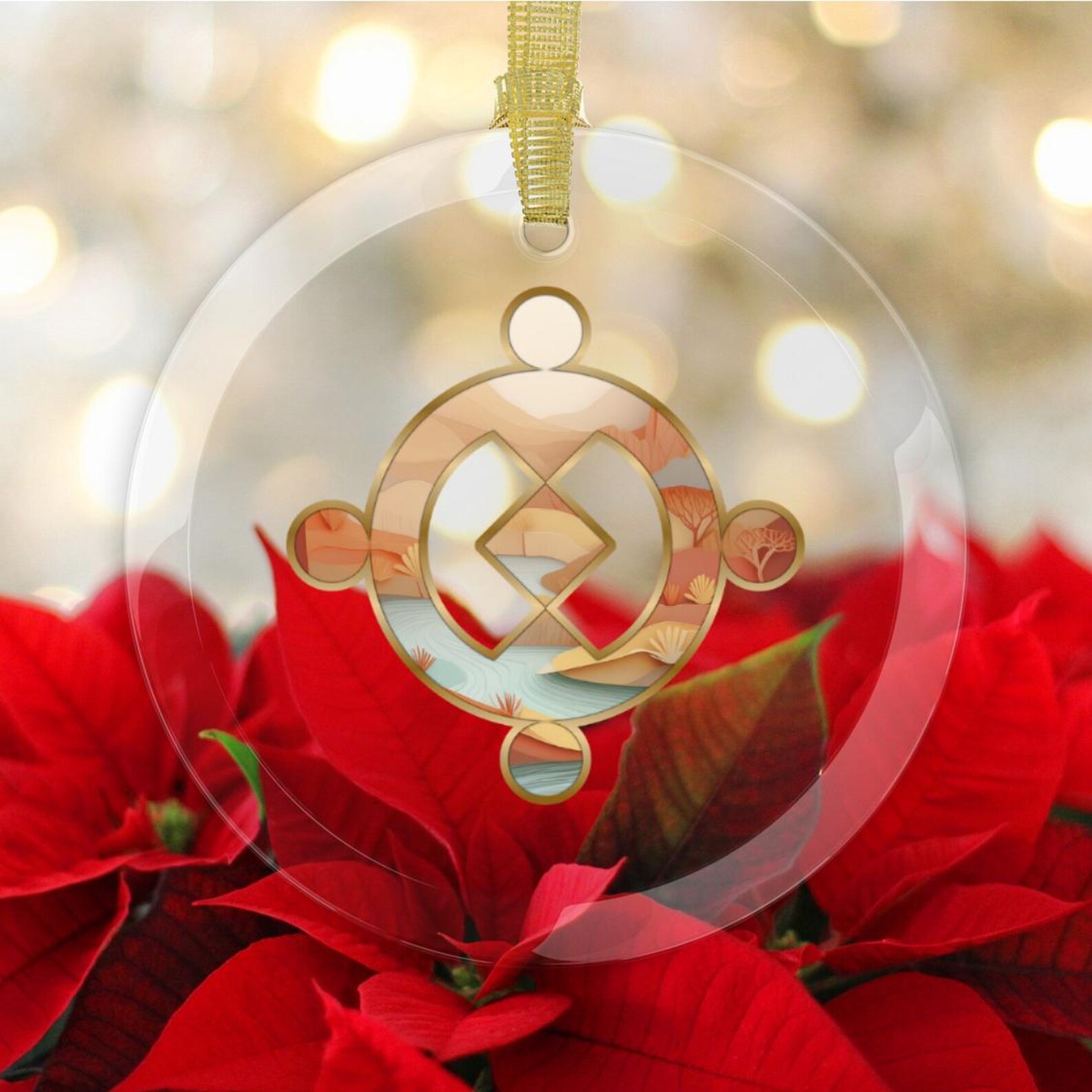 100% Glass Ornament, Nya Gyide Adinkra African Symbol Christmas Holiday ...