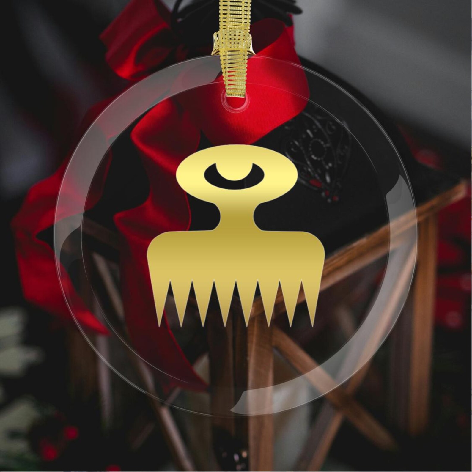 100% Glass Ornament, Duafe Adinkra African Symbol Christmas Holiday ...
