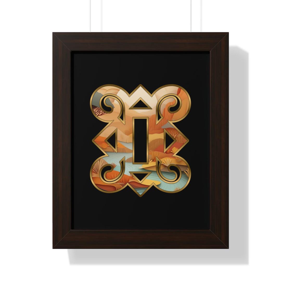 Otumfuo Wuo Framed Adinkra Symbol Art Print, African Cultural Akan Wall ...