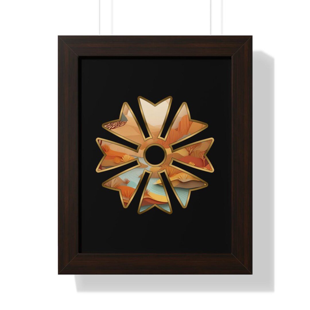 Ohene Framed Adinkra Symbol Art Print, African Cultural Akan Wall Art ...