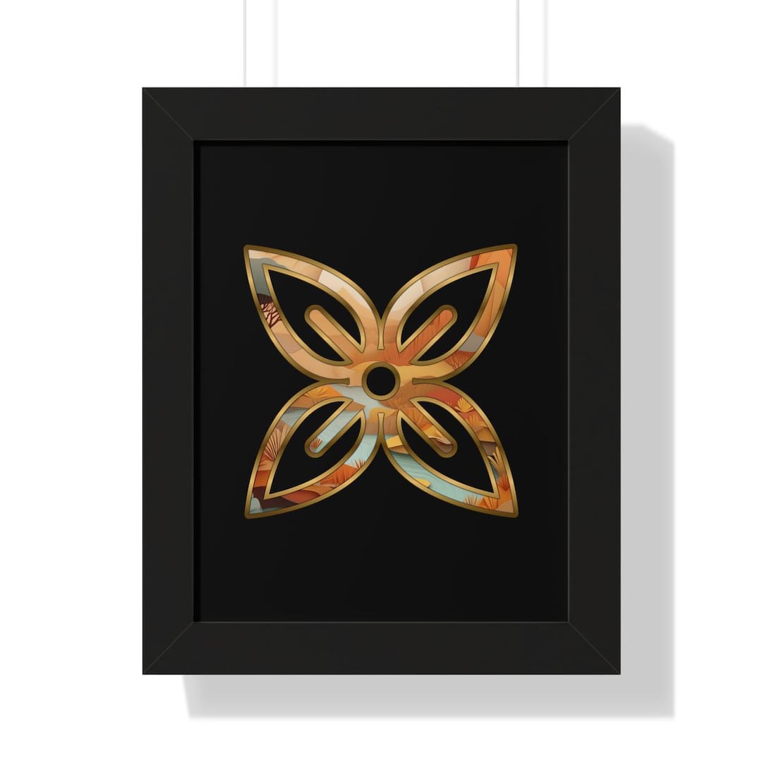 Nkuma Kese Framed Adinkra Symbol Art Print, African Cultural Akan Wall ...