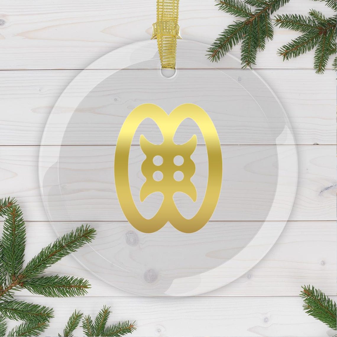 100% Glass Ornament, Akwaaba Adinkra African Symbol Christmas Holiday ...