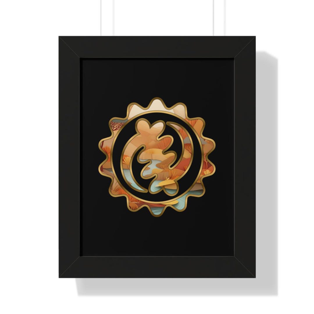Nyame Ye Ohene Framed Adinkra Symbol Art Print, African Cultural Akan ...