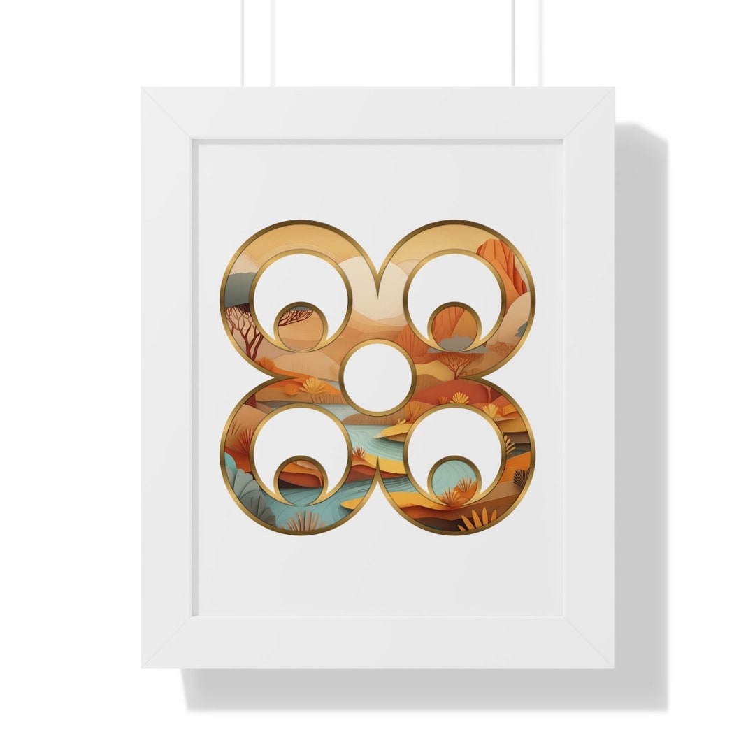 Adinkra Mate Masie Framed Adinkra Symbol Art Print, African Symbol Wall ...