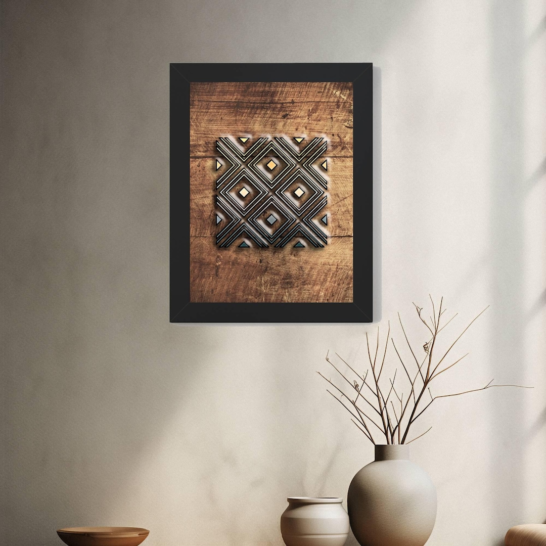 Ani Bere Framed Adinkra Symbol Art Print, African Cultural Akan Wall ...