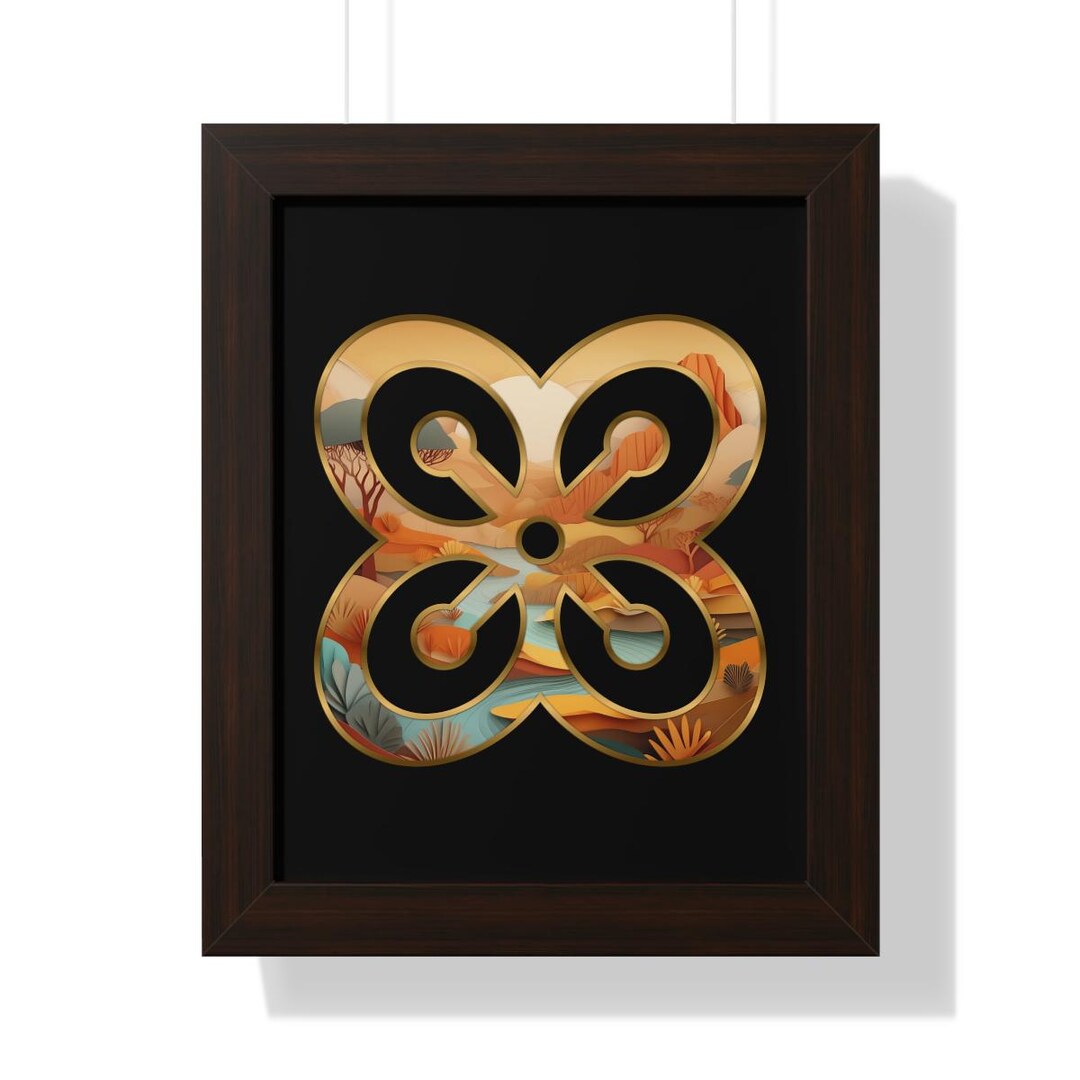 Bese Saka Framed Adinkra Symbol Art Print, African Cultural Akan Wall ...