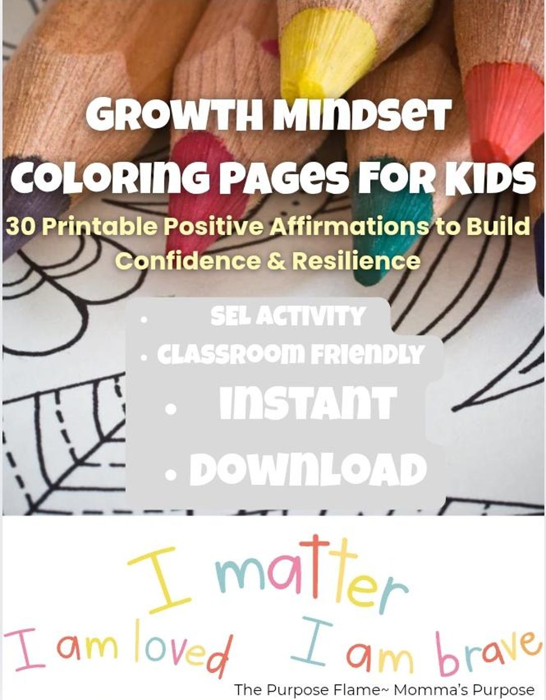 Growth Mindset Coloring Pages: 30 Positive Affirmation Sheets (PDF ...