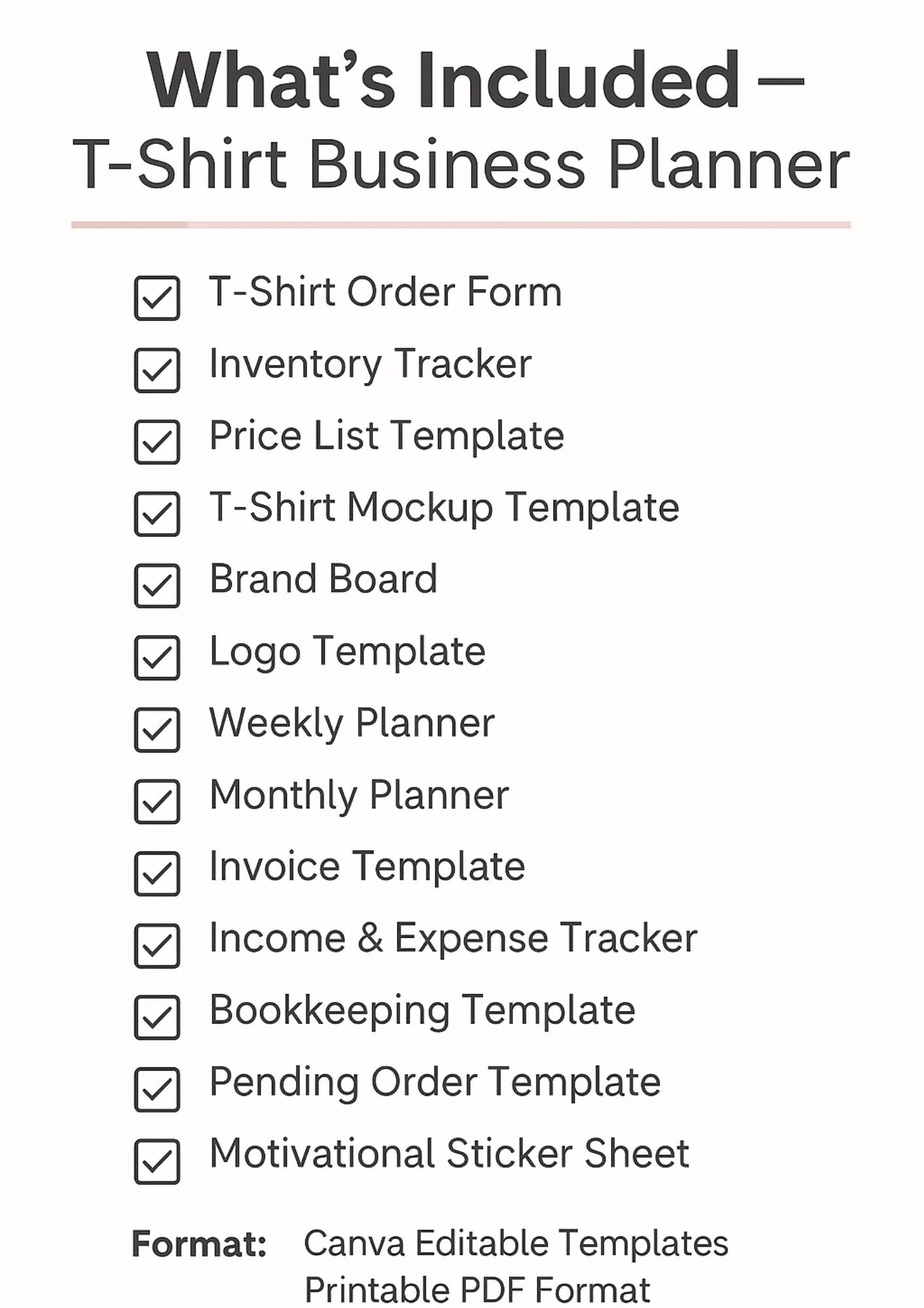 T-shirt Business Planner Bundle: Canva Templates, Order Forms (digital ...