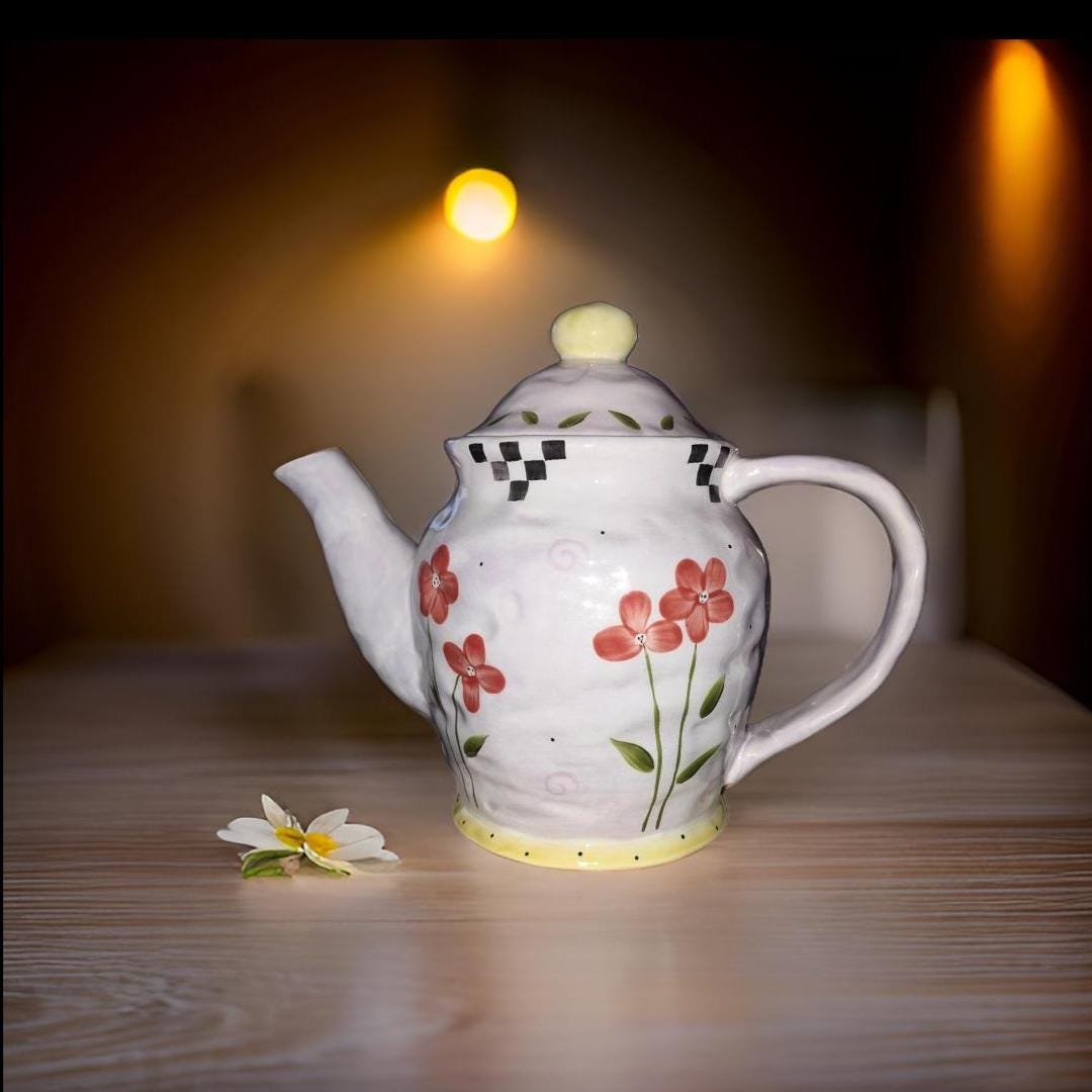 Ganz Bella Casa Ceramic Teapot - Red Poppies - Etsy