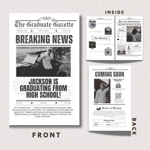 Editable Graduation Newspaper Canva Template - Custom Graduation ...