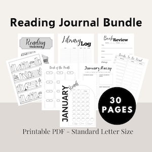 Reading Journal Bundle - Digital Reading Journal - Reading Monthly ...