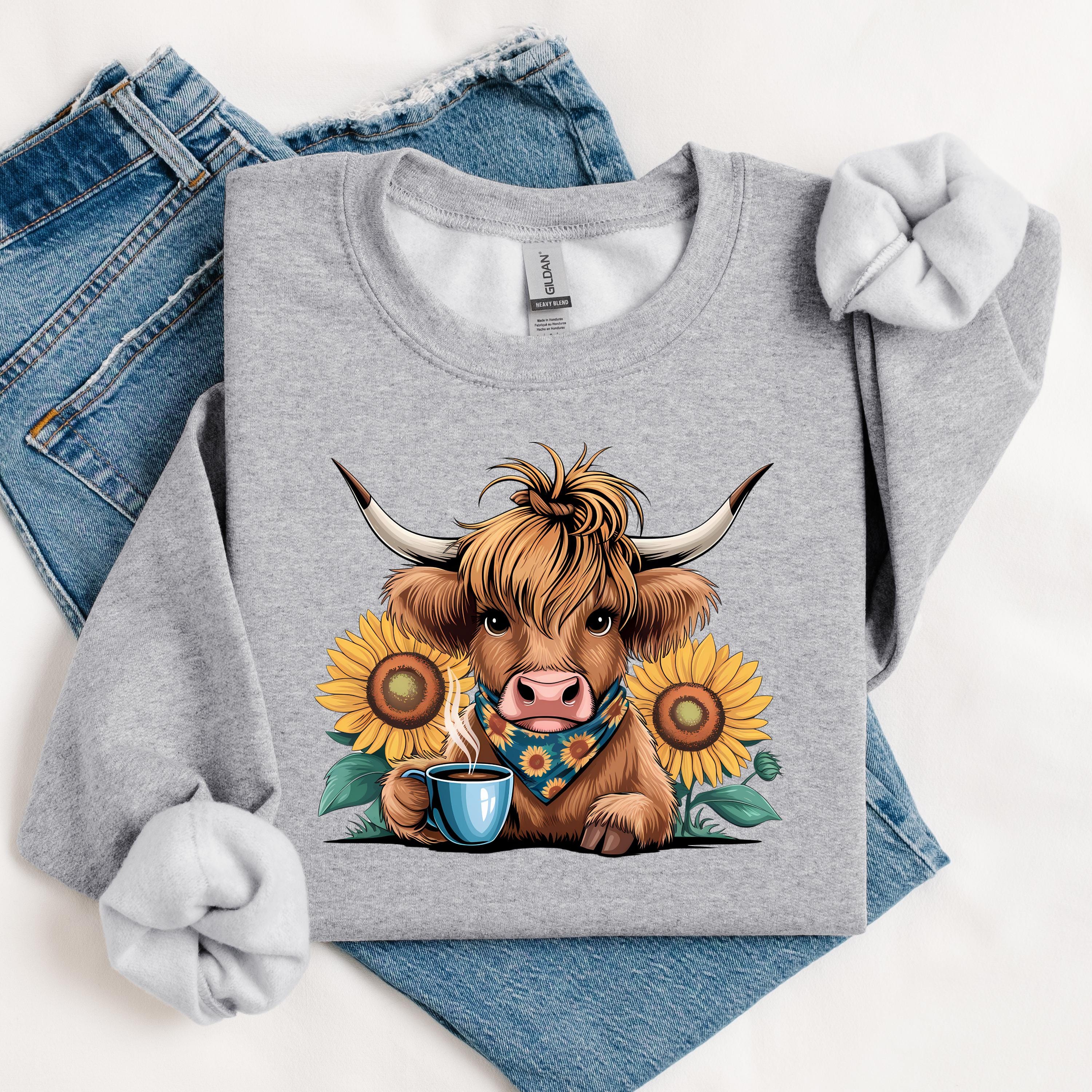 Messy Bun Highland Cow PNG Design - Baby Highland Cow PNG - Cow Design ...