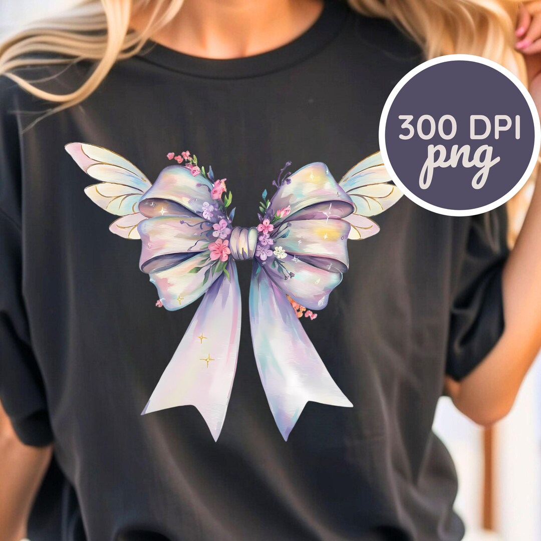 Watercolor Fairy Bow PNG Downloadable Coquette Bow Design for Shirts ...