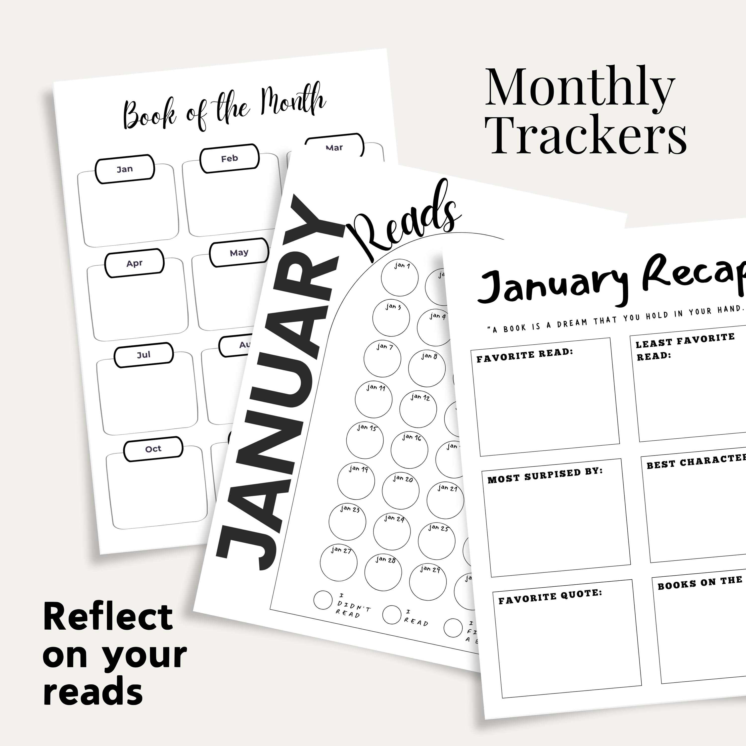 Reading Journal Bundle - Digital Reading Journal - Reading Monthly ...