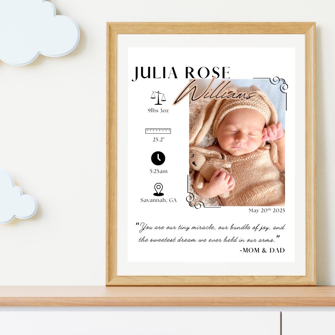 Editable Birth Stats Printable Baby Gift Printable Baby Stats Hospital ...