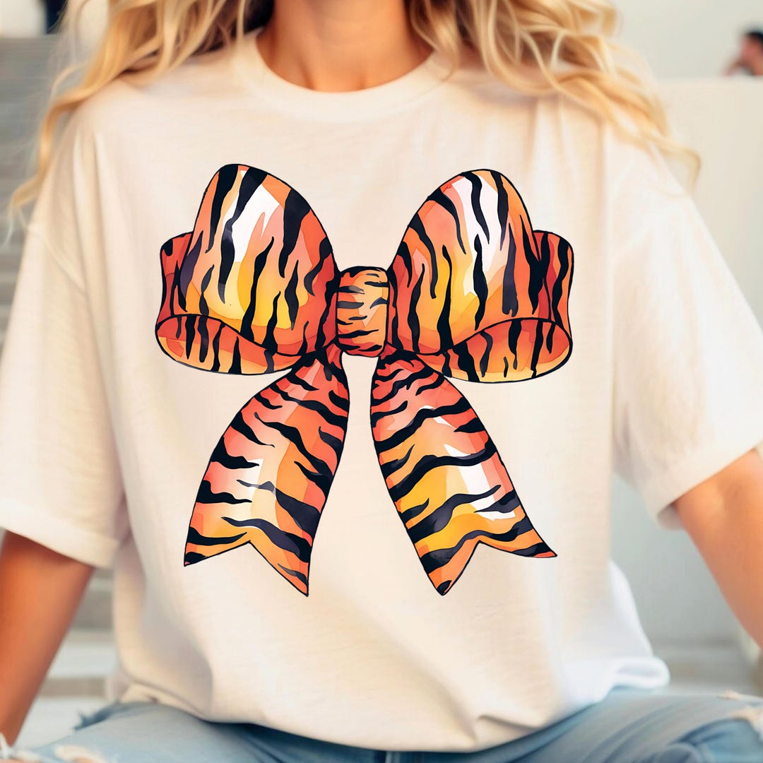 Watercolor Tiger Bow PNG Design - Bow Sublimation Design - Trendy ...