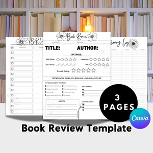 Book Review Template - Editable Book Club Review - Printable Book ...
