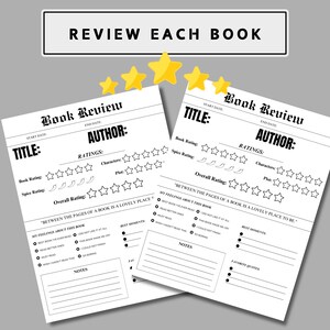 Reading Journal Book Review - Book Review Reading Log - Printable Book ...