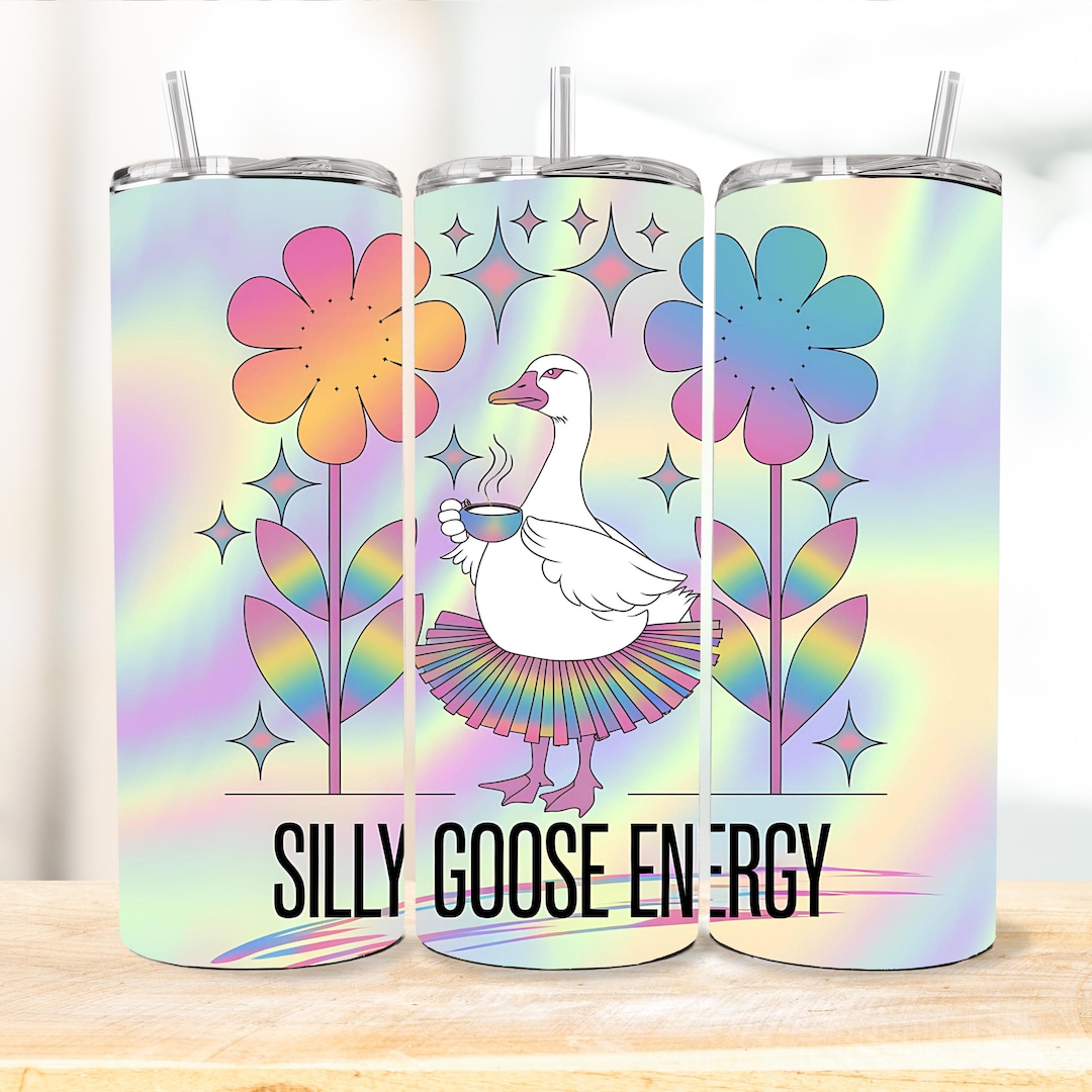 Iridescent Silly Goose 20oz Skinny Tumbler Wrap - Trendy 20oz Tumbler ...