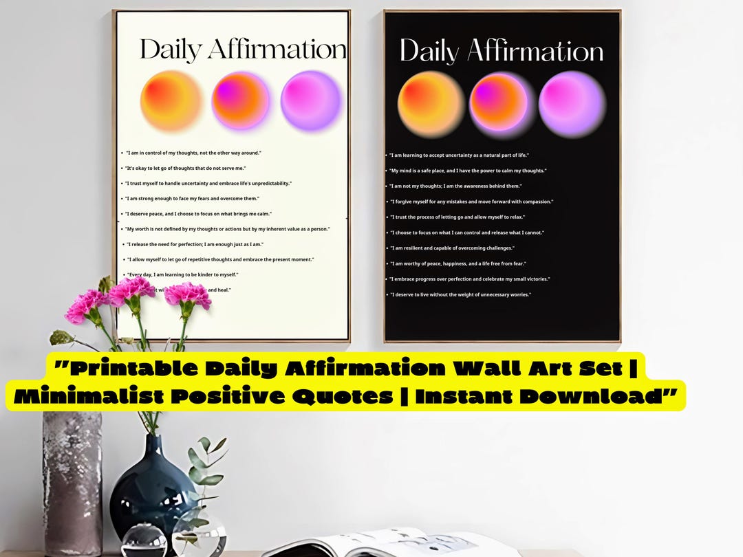 Printable OCD Affirmation Wall Art Set Minimalist Positive Quotes ...