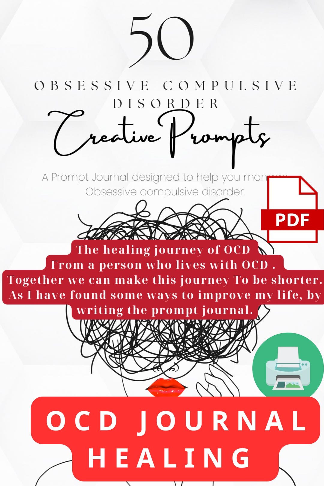 Editable & Printable OCD Journal With 50 Guided Prompts: 106 Sheets for ...