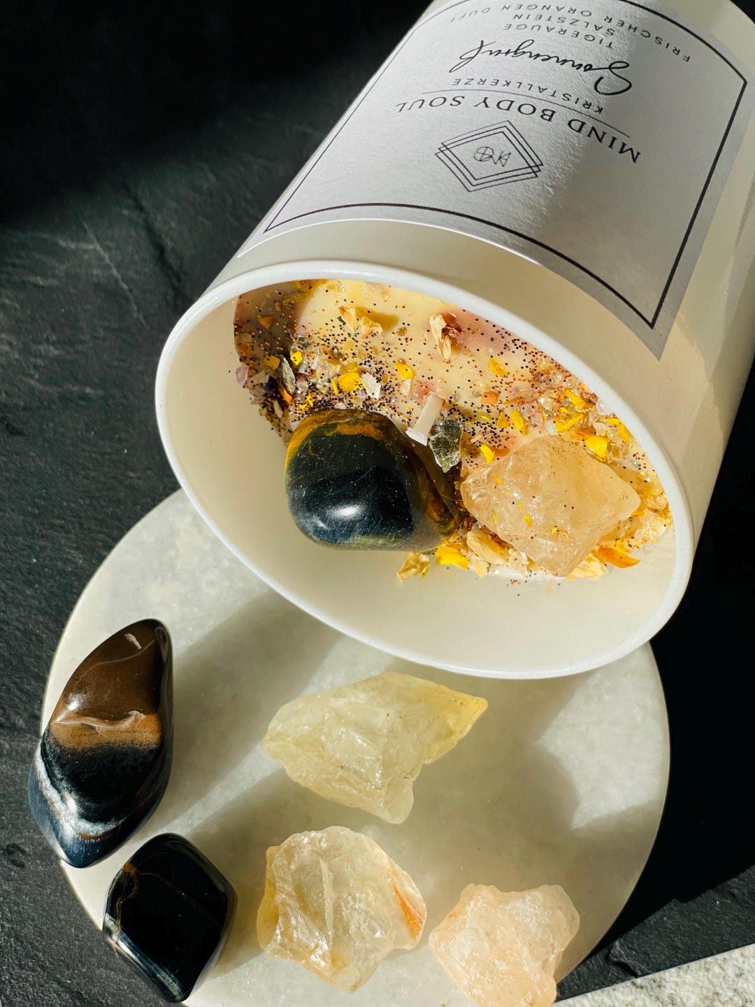 Mind Body Soul "sun Salutation" - Crystal Candle Made of Soy Wax With ...