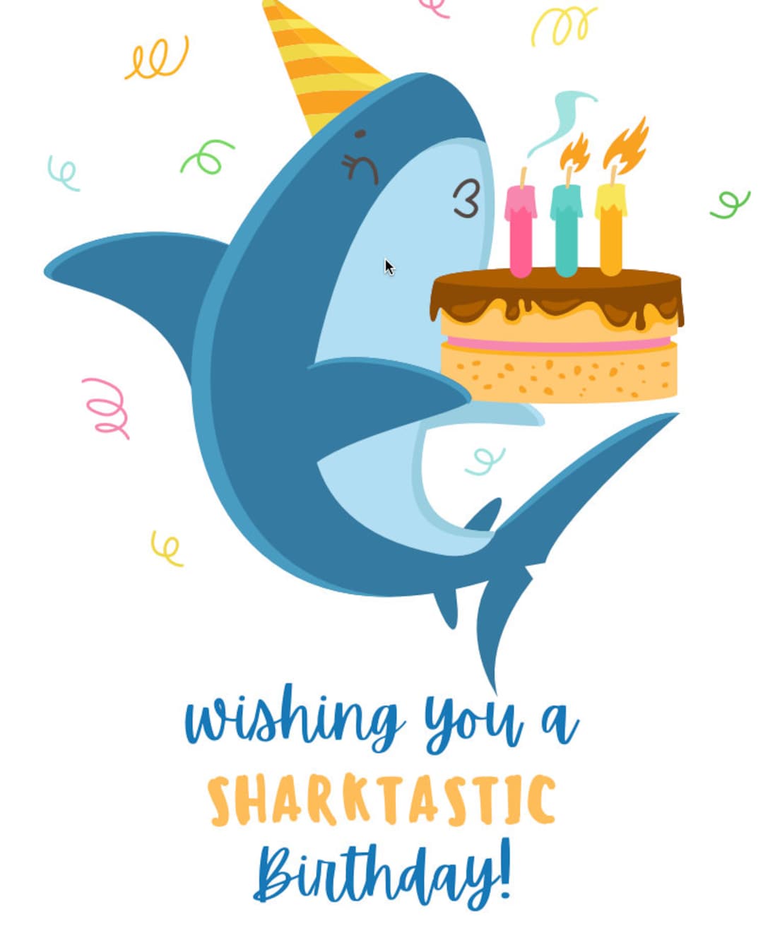 Shark Happy Birthday Card - Etsy