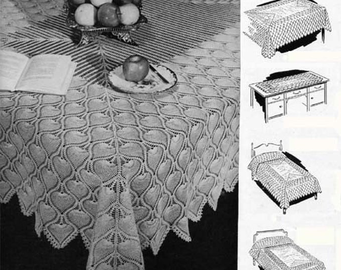 Vintage Chart Filet Crochet Pattern Tablecloth Motifs |23x 45 Inches ...