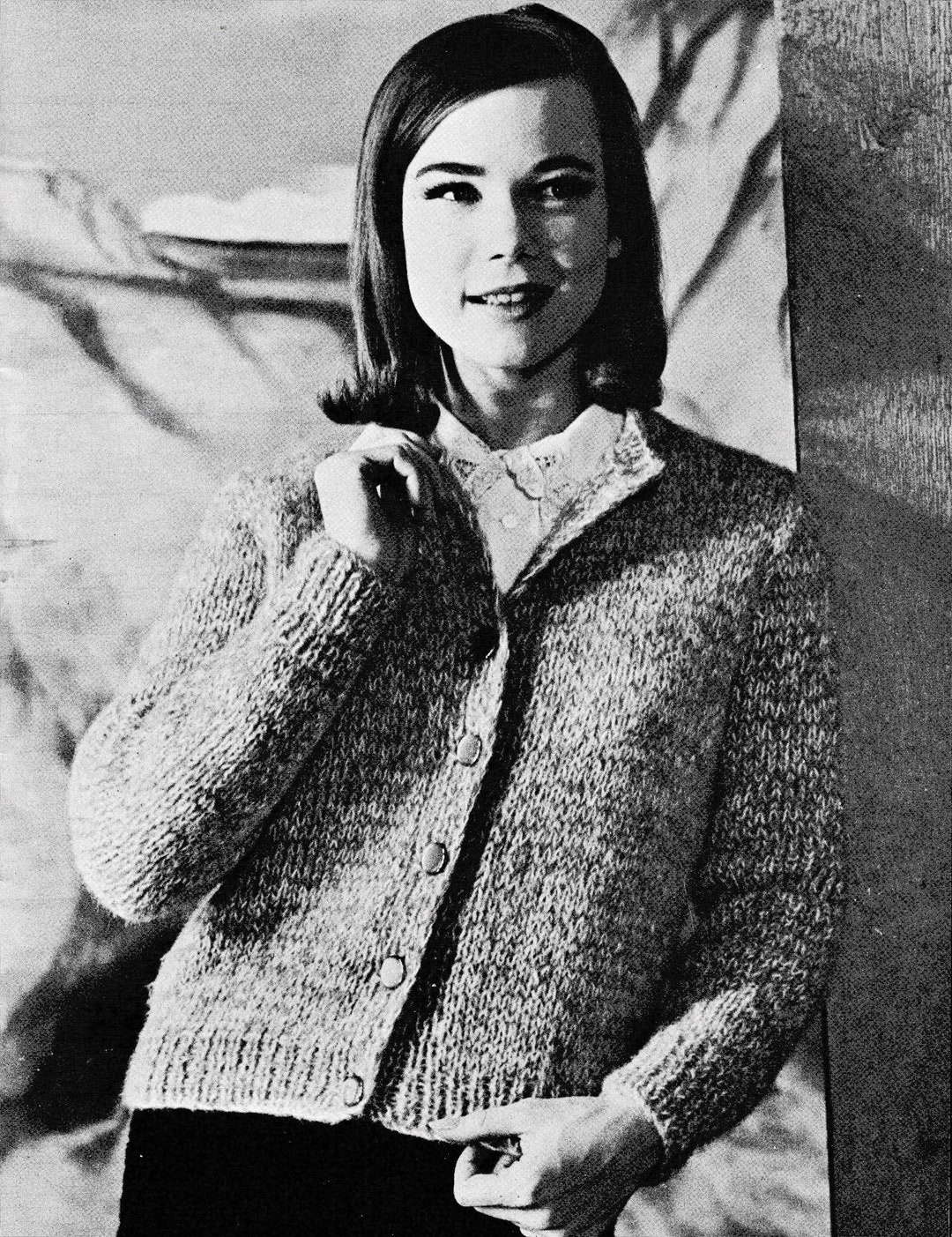 1965 Knit Round Neck Cardigan Pattern, Digital Knitting Pattern - Etsy