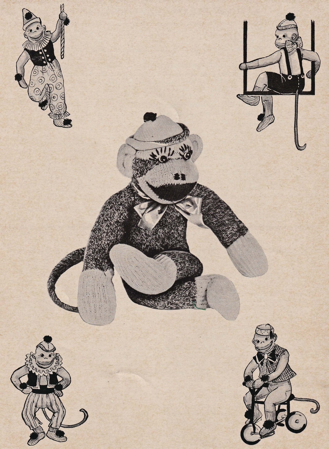 1955 Original Sock Monkey Tutorial, Digital Craft Booklet - Etsy