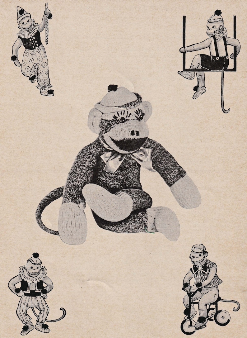 1955 Original Sock Monkey Tutorial Digital Craft Booklet - Etsy