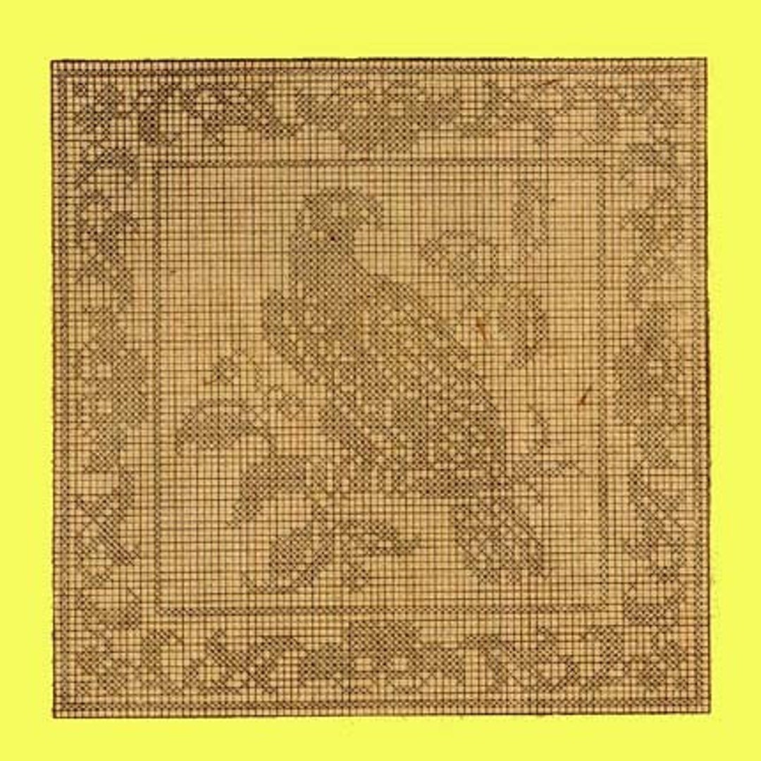 Falcon Filet Crochet Chart From 1909 Digital Charted Pattern - Etsy