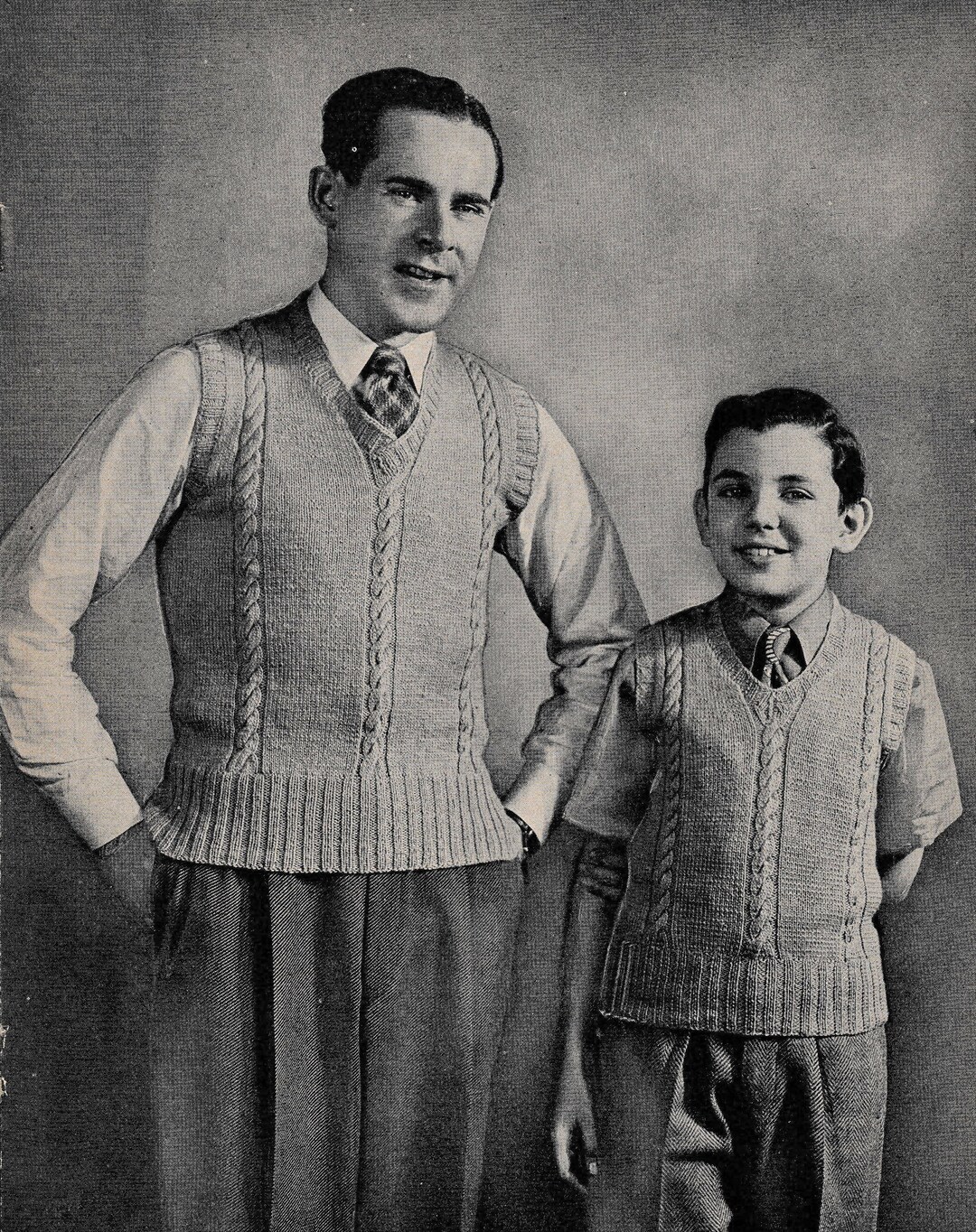 1940s Father and Son Knit Vest Pattern - Penn State, Digital Knitting ...