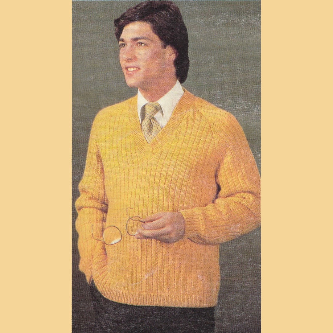 Men’s Knit V-neck Raglan Sweater Pattern, Digital Knitting Pattern - Etsy