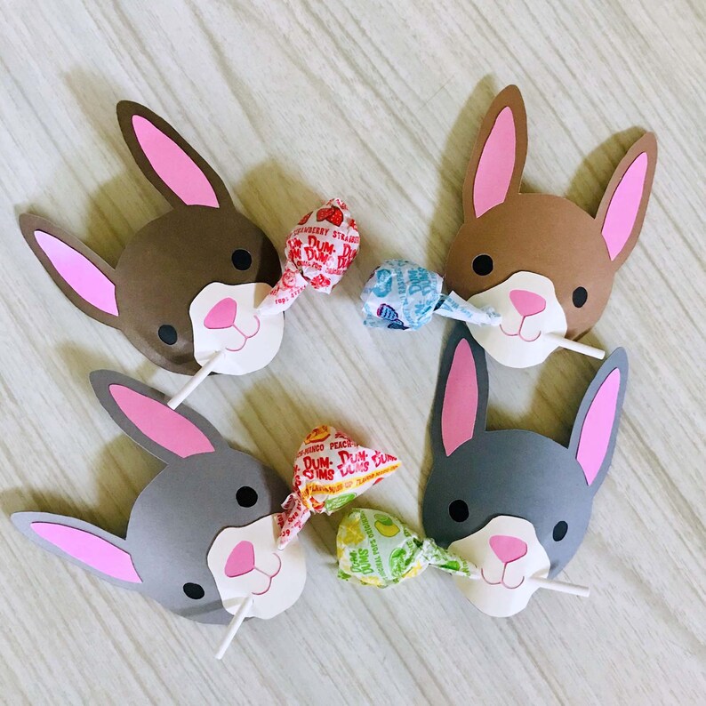 Bunny Lollipop Holder SVG and JPG Digital Easter Papercraft - Etsy