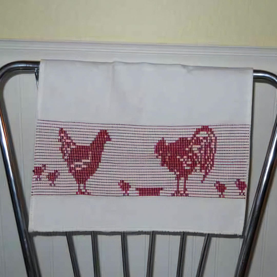 Vintage Chicken Huck Towel Embroidery Pattern: 1930s Barnyard Design ...
