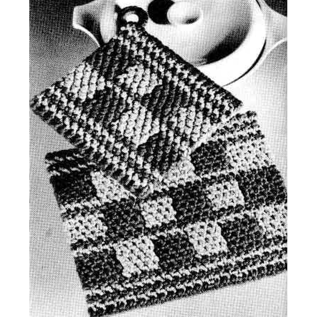 60’s Checkerboard Knit Trivet and Pot Holder - Digital Knitting Pattern ...