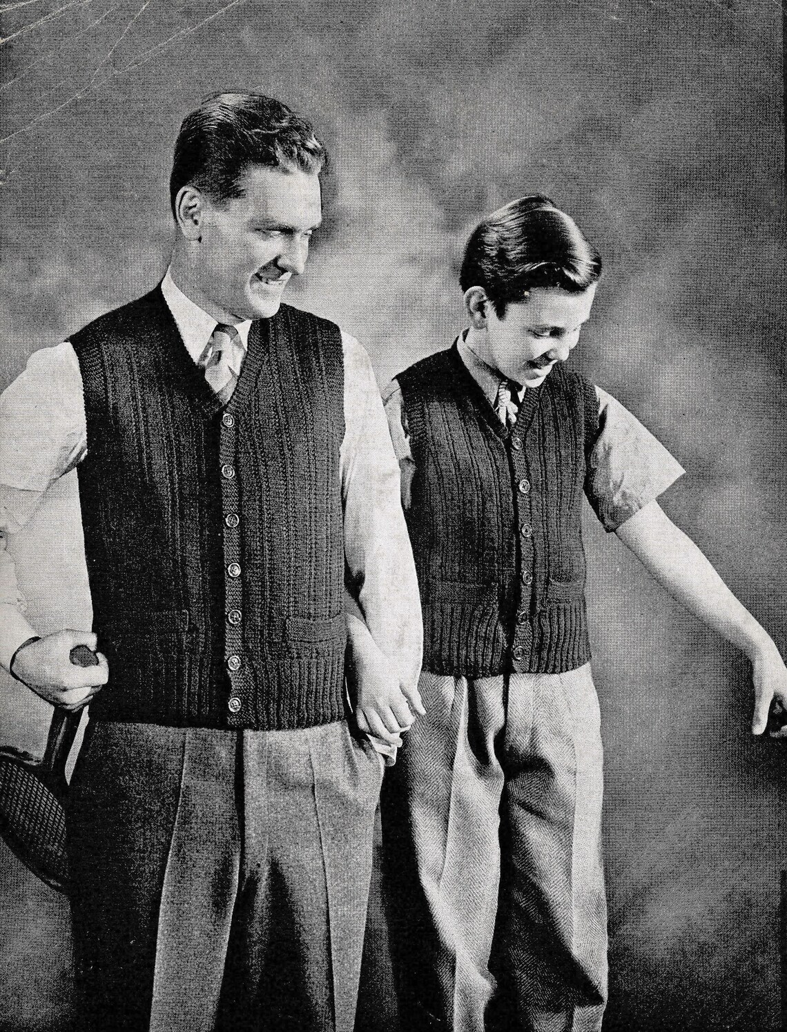 1940s Father and Son Knit Vest Pattern California Digital - Etsy