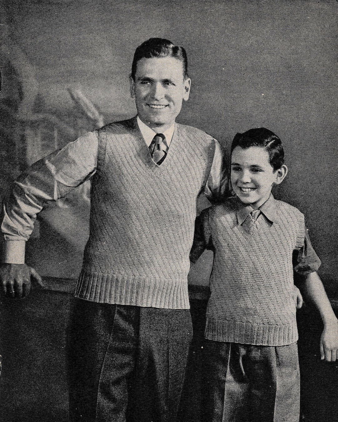 1940s Father and Son Knit Vest Pattern - Cornell, Digital Knitting ...