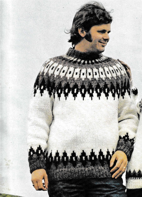 Vintage Icelandic Sweater Knitting Pattern PDF Karl
