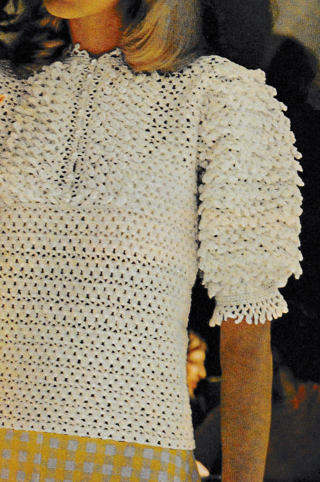 70s Crochet Top Pattern: Bib Front, Extravagant Sleeves (digital ...