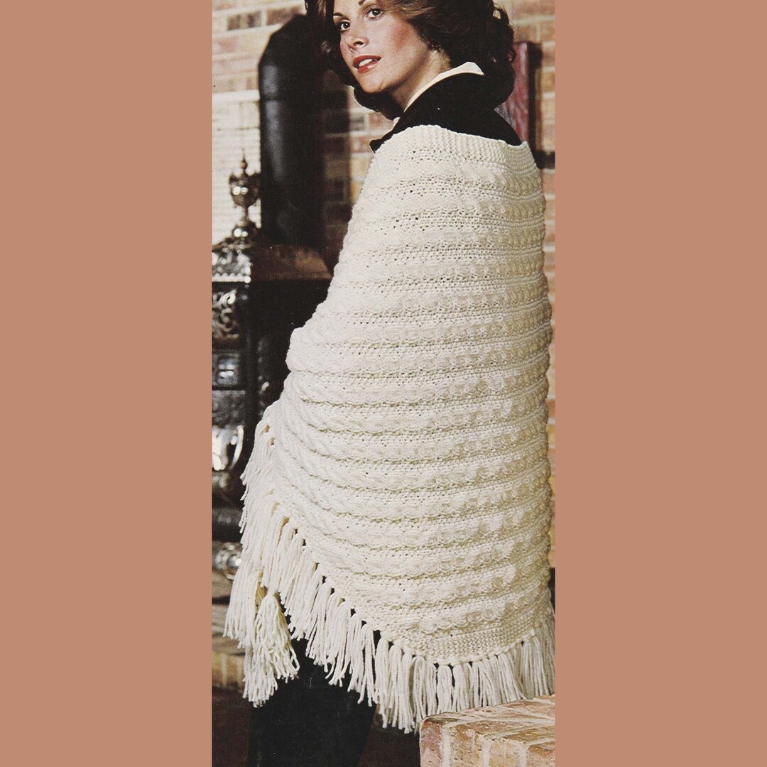 70s Cables Shawl Knitting Pattern, Digital Knitting Pattern - Etsy
