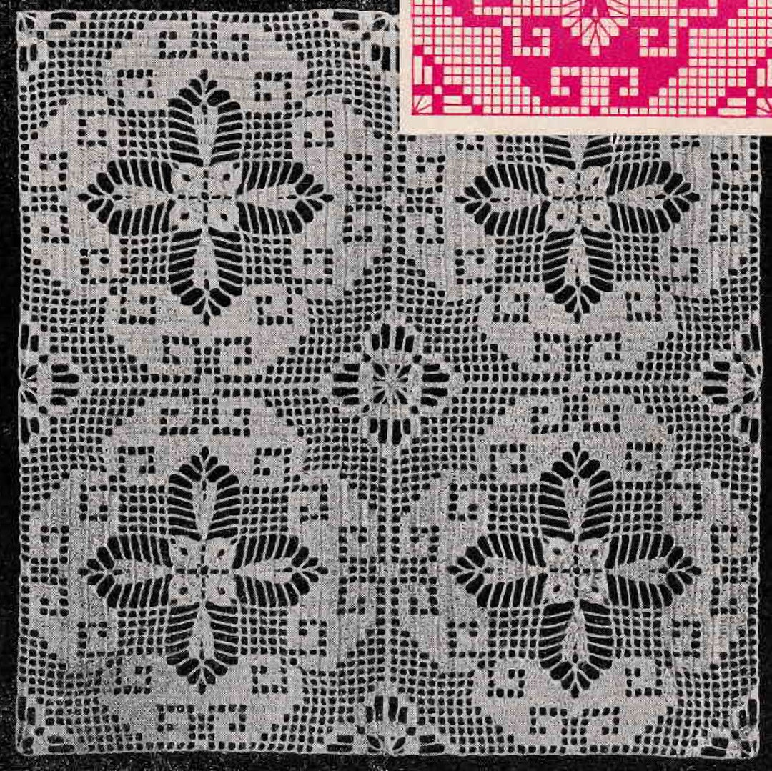 1941 Greek Key Medallion Crochet Pattern, Crocheted Tablecloth Motif ...